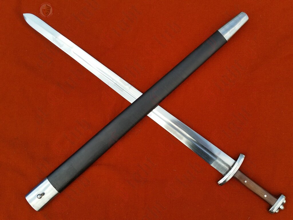 Full Tang Saxon Migration Sword with 3-Lobed Pommel & Scabbard