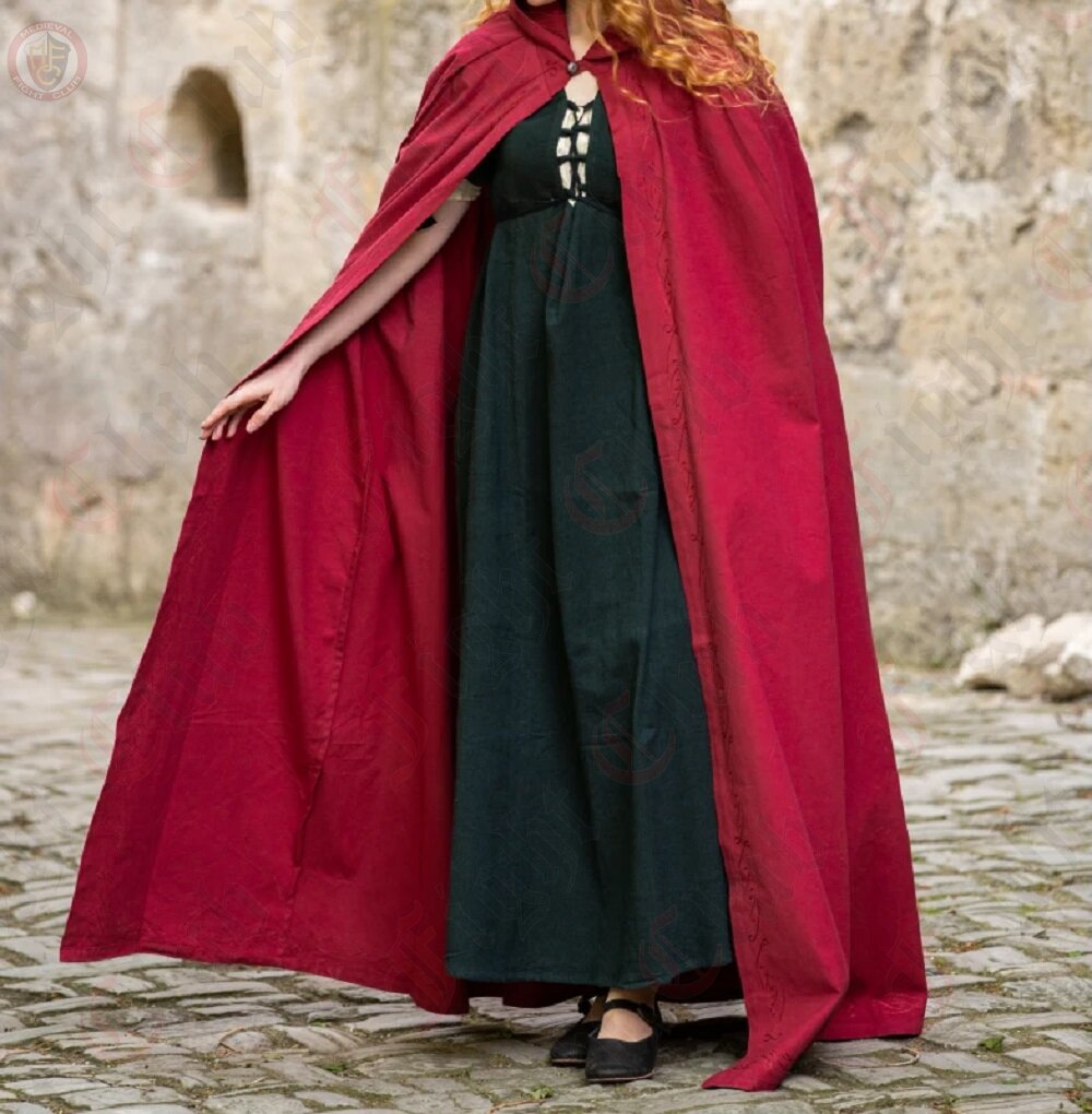 Embroidered Cotton Cape Red