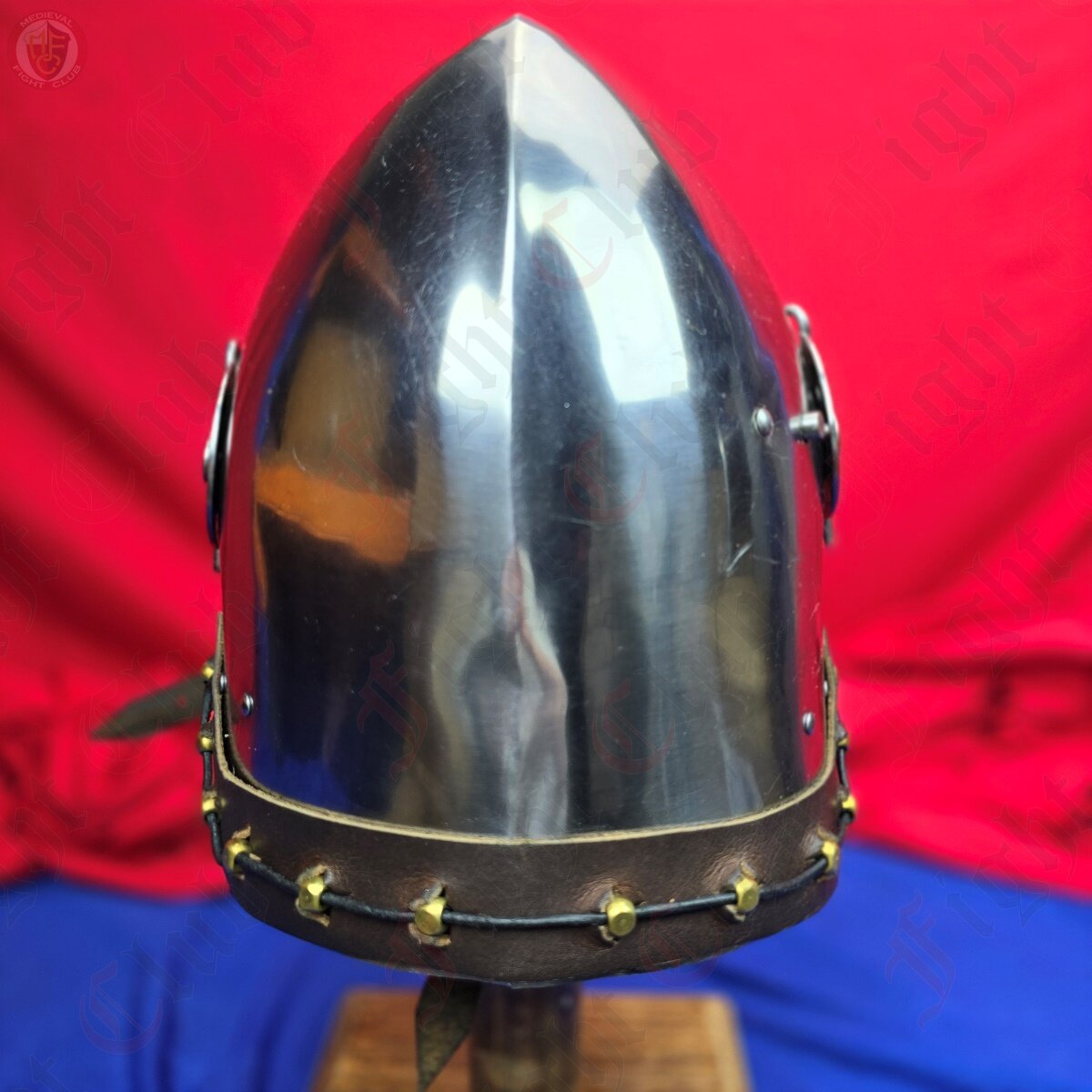 Late medieval Globular Bascinet helmet battle ready
